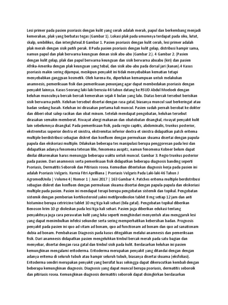 Lesi Primer Pada Pasien Psoriasis Dengan Kulit Yang Cerah Adalah Merah | PDF