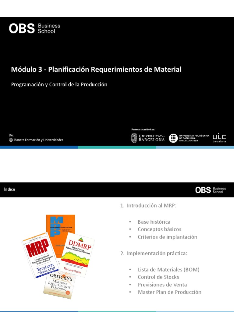 Tema 3 - Presentación - Planificación Requerimientos de Material (MRP) | PDF | Business | Economias