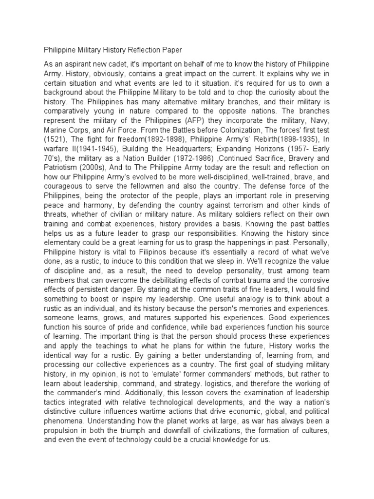 Philippine Military History Reflection Paper | PDF | Leadership ...