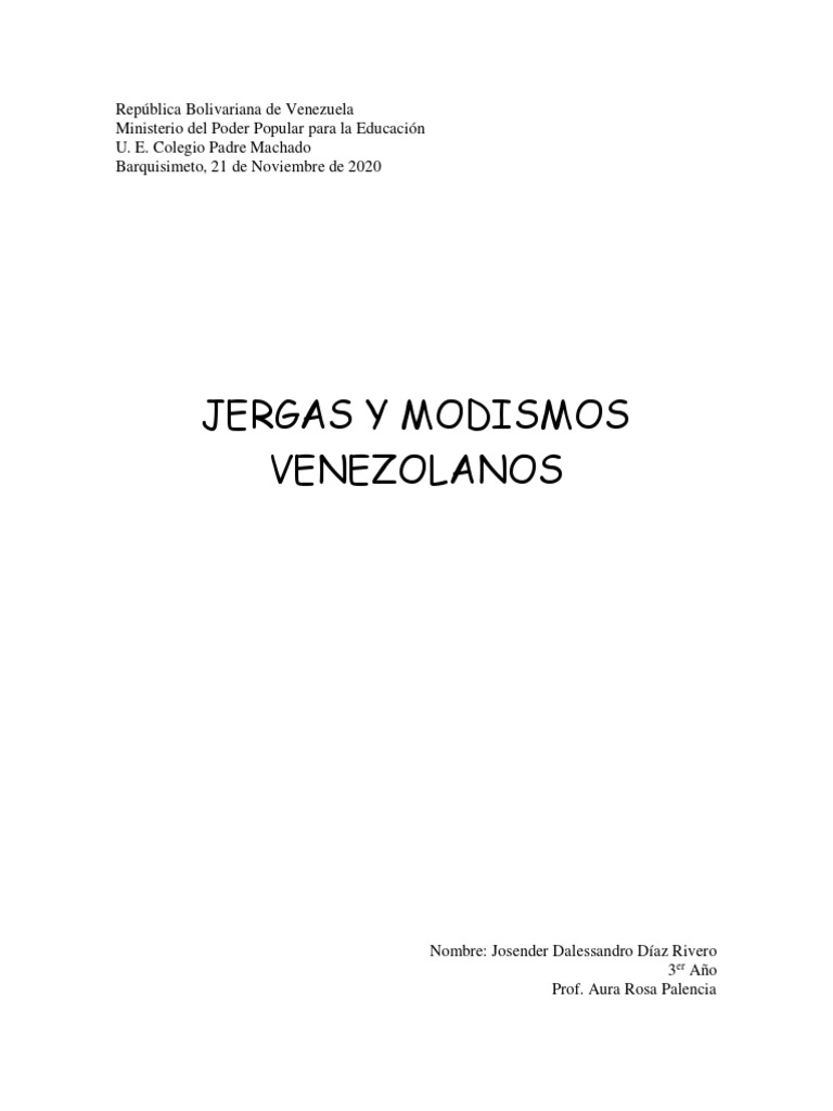 Jergas y Modismos Venezolanos | PDF | Jerga | Dialecto