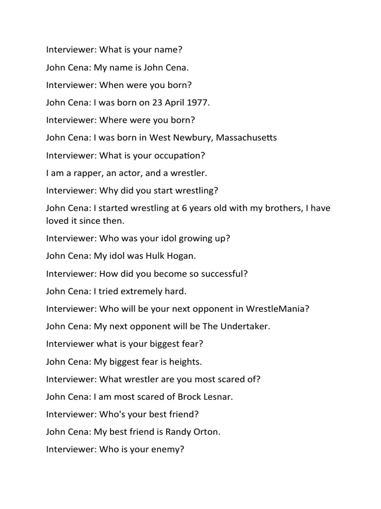 John Cena Interview | PDF