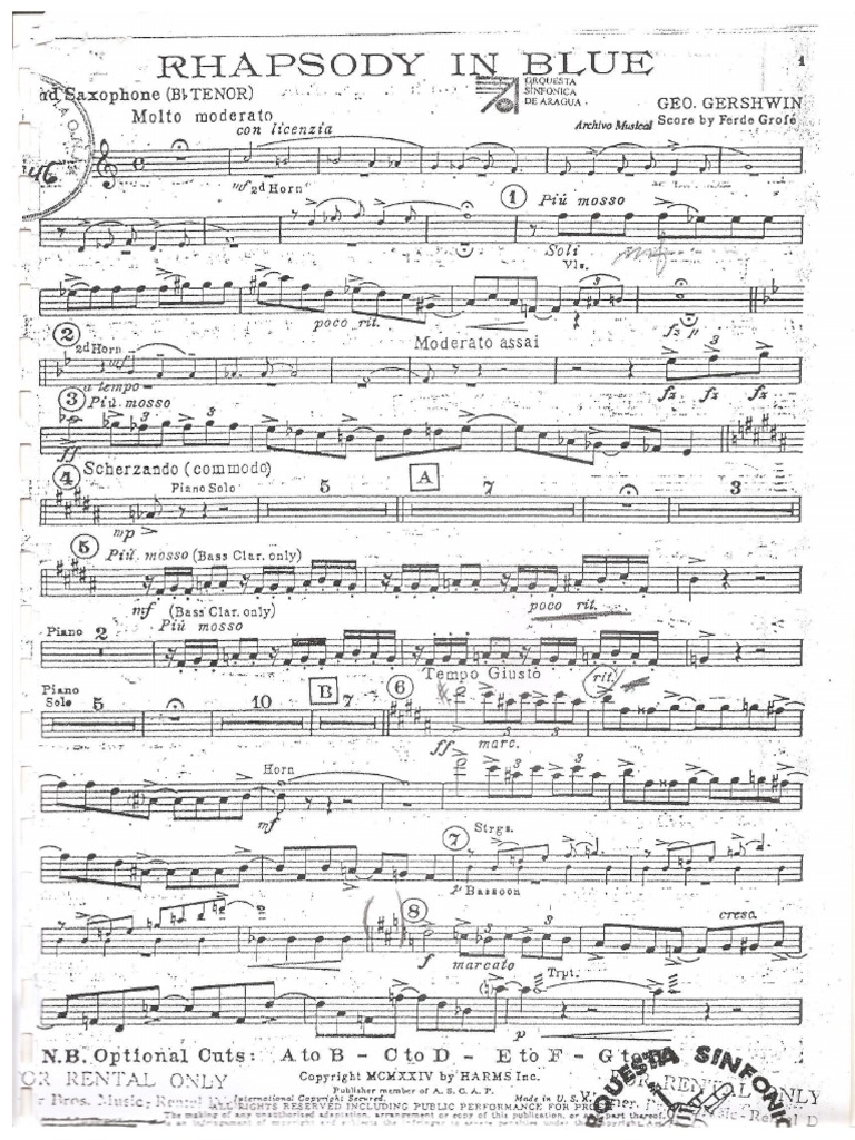 Rhapsody in Blue Tenor Sax II PDF | PDF