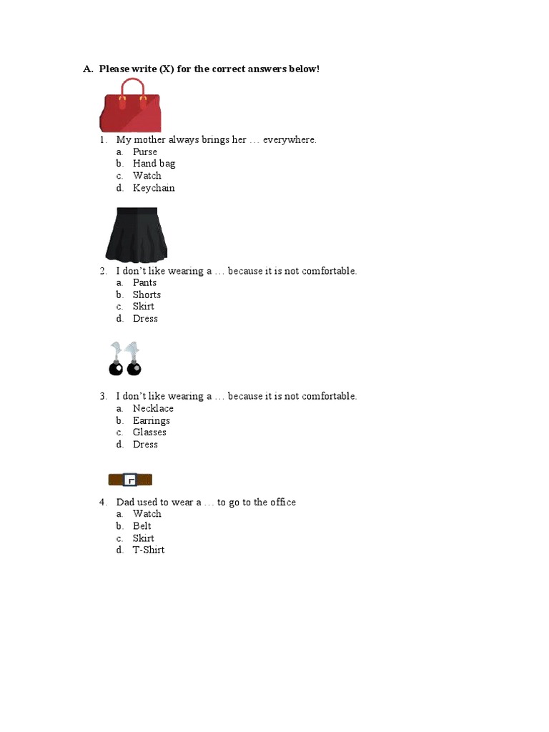 A. Please Write (X) For The Correct Answers Below! | PDF | Language ...