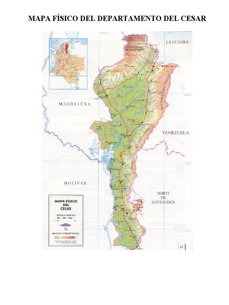 Mapa Físico Del Departamento Del Cesar | PDF