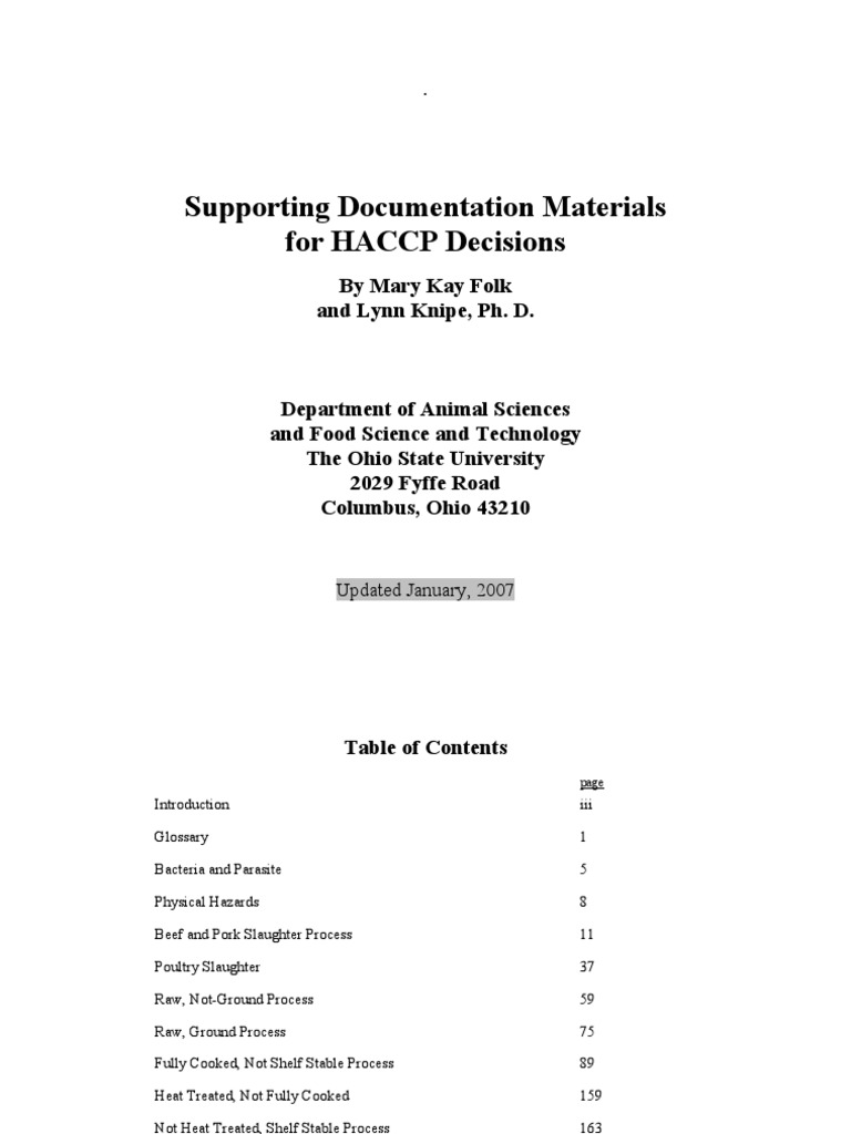 HACCP Supporting Documents | PDF | Bacteria | Foods