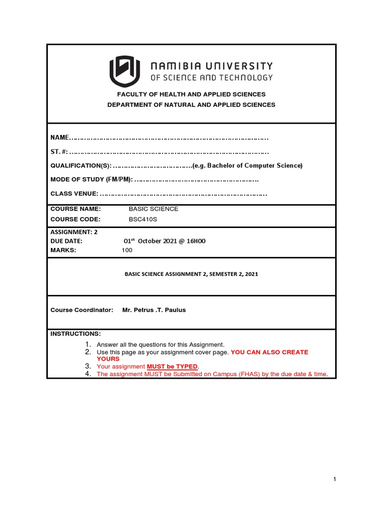 Bsc410s Sem 2 2021 Assignment 2 Pdf Acid Atoms 