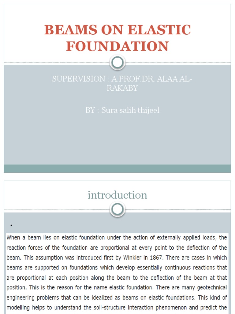 Beams On Elastic Foundation | Download Free PDF | Beam (Structure) | Elasticity (Physics)