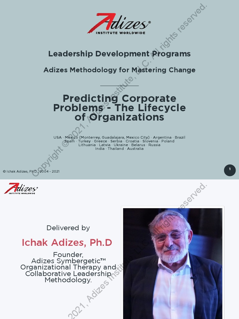 Adizes Corporate Lifecycles Class 6 Slides pDF-CLASS-6-EN-WM | PDF