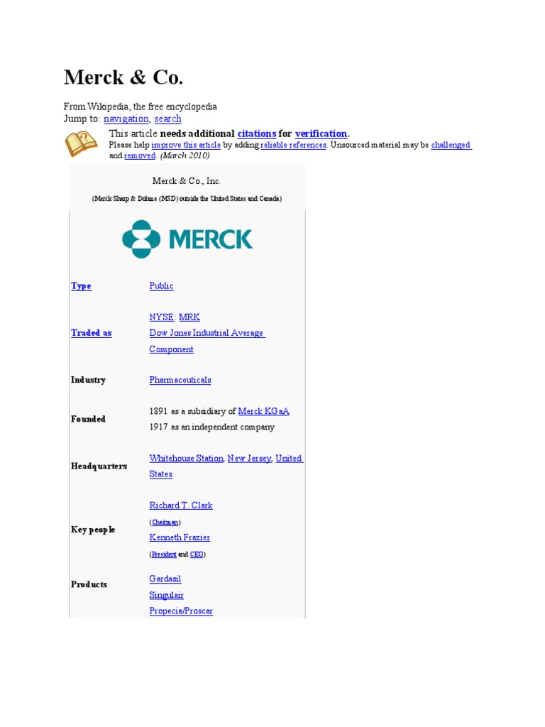 Merck & Co.: Navigation Search | PDF | Merck & Co. | Drugs