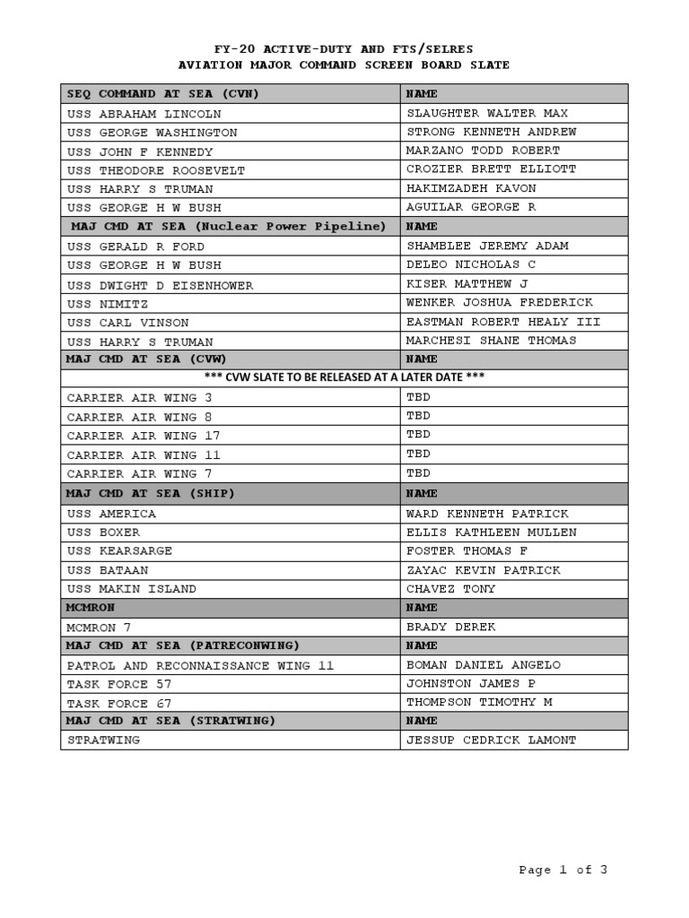 Fy20 Active - FTS - Selres - Amcsb Slate | PDF | Military Of The United ...