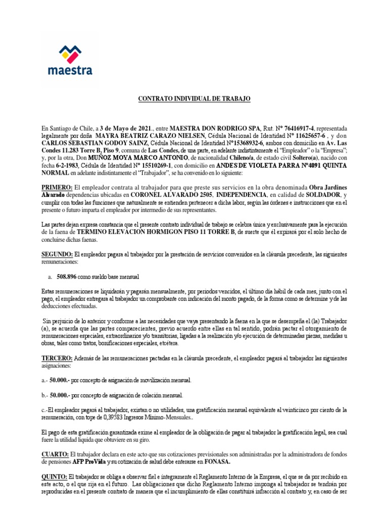 Contratos Constructoras - Firmado | PDF | Business | Salario