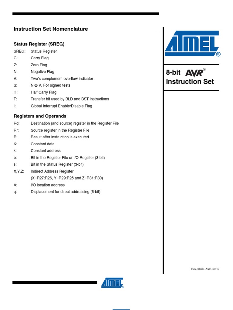 ATmega Set de Instrucciones | PDF | Random Access Memory | Digital Electronics