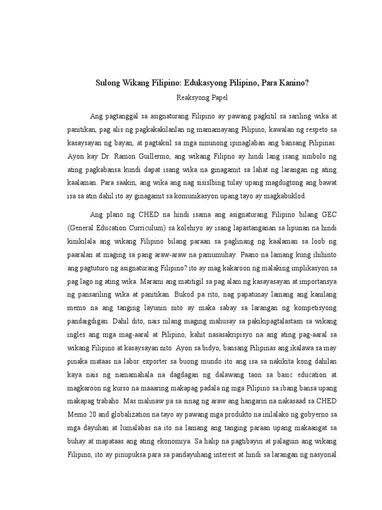 Reaksyong Papel | PDF