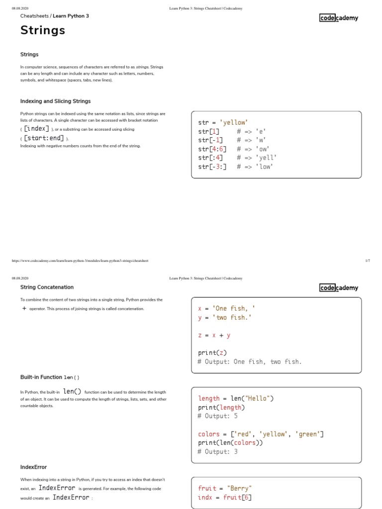 Strings Cheatsheet Pdf String Computer Science Computer Programming