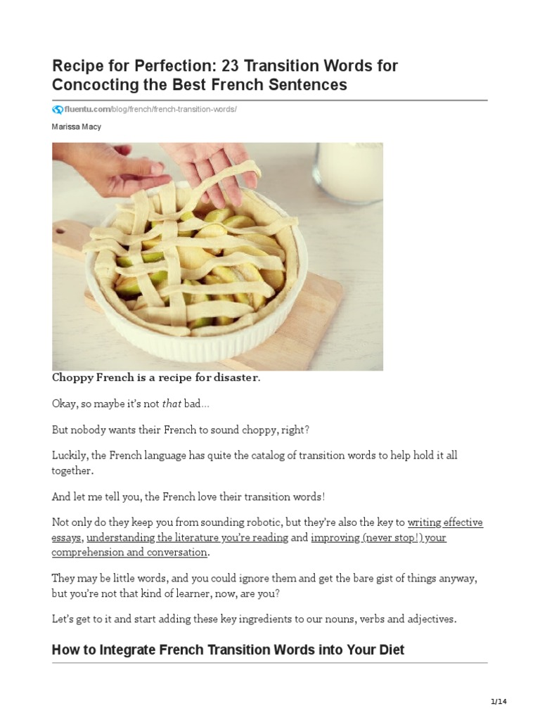 French Transition Words | Download Free PDF | Fluency | Word