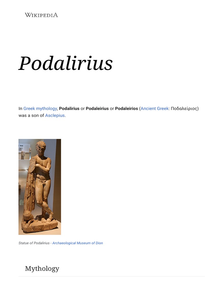 Podalirius - Wikipedia | PDF | Ancient Greek Religion | Greek Mythology