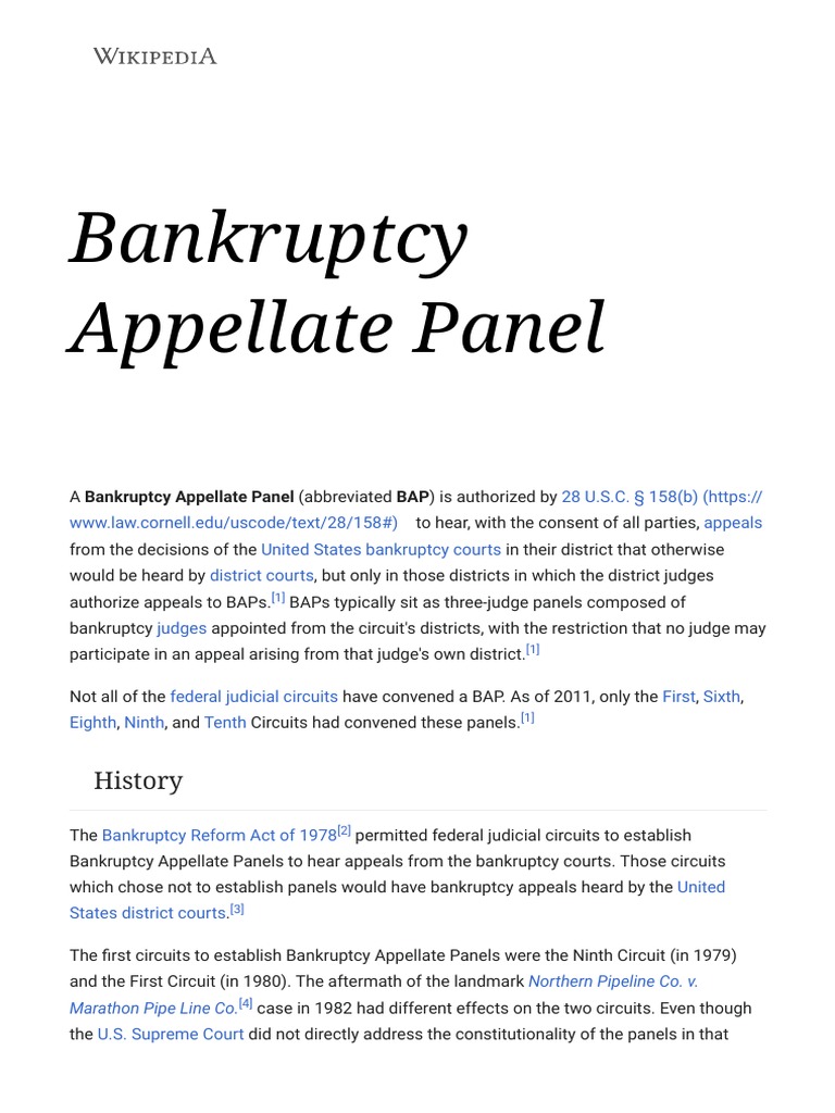 Bankruptcy Appellate Panel - Wikipedia | PDF | Federal Government Of ...
