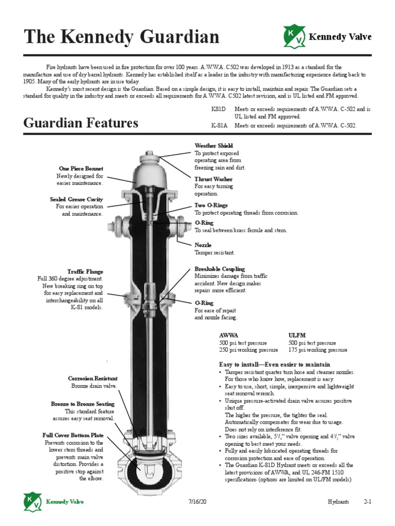 Kennedy K81D Hydrant Features & Tools | PDF | Screw | Valve