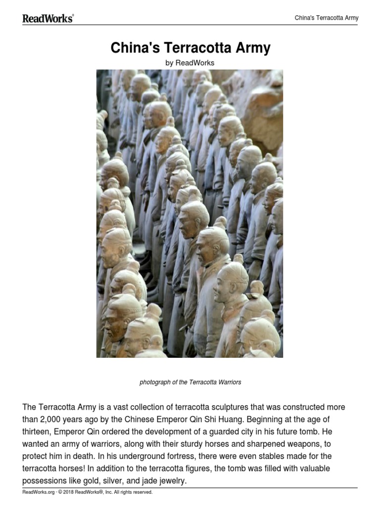 China'S Terracotta Army: by Readworks | PDF