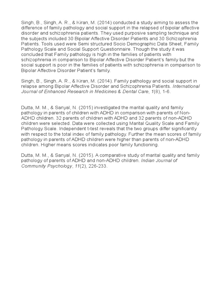 Family Pathology Scale | PDF
