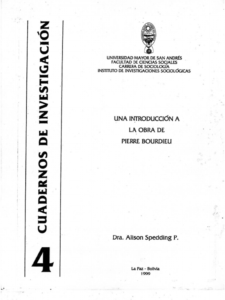 Spedding Alison Una Introduccion A La Obra de Pierre Bourdieu PDF | PDF