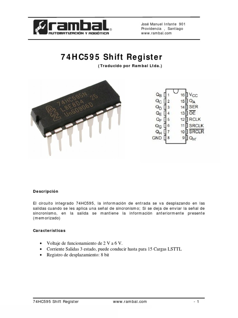 74hc595 Shift Register | PDF