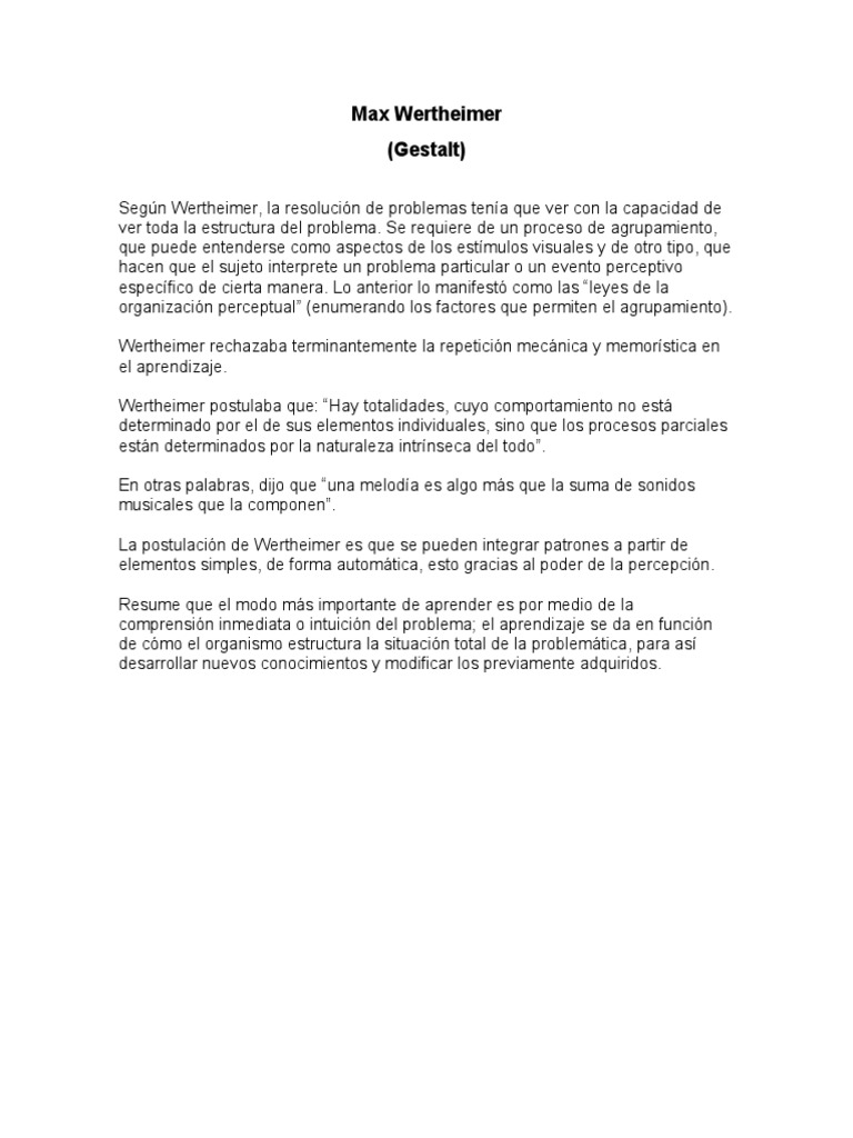 Teorías de Max Wertheimer sobre percepción | PDF | Filosofía | Ciencia ...