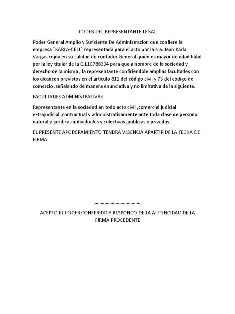 Poder Del Representante Legal | PDF