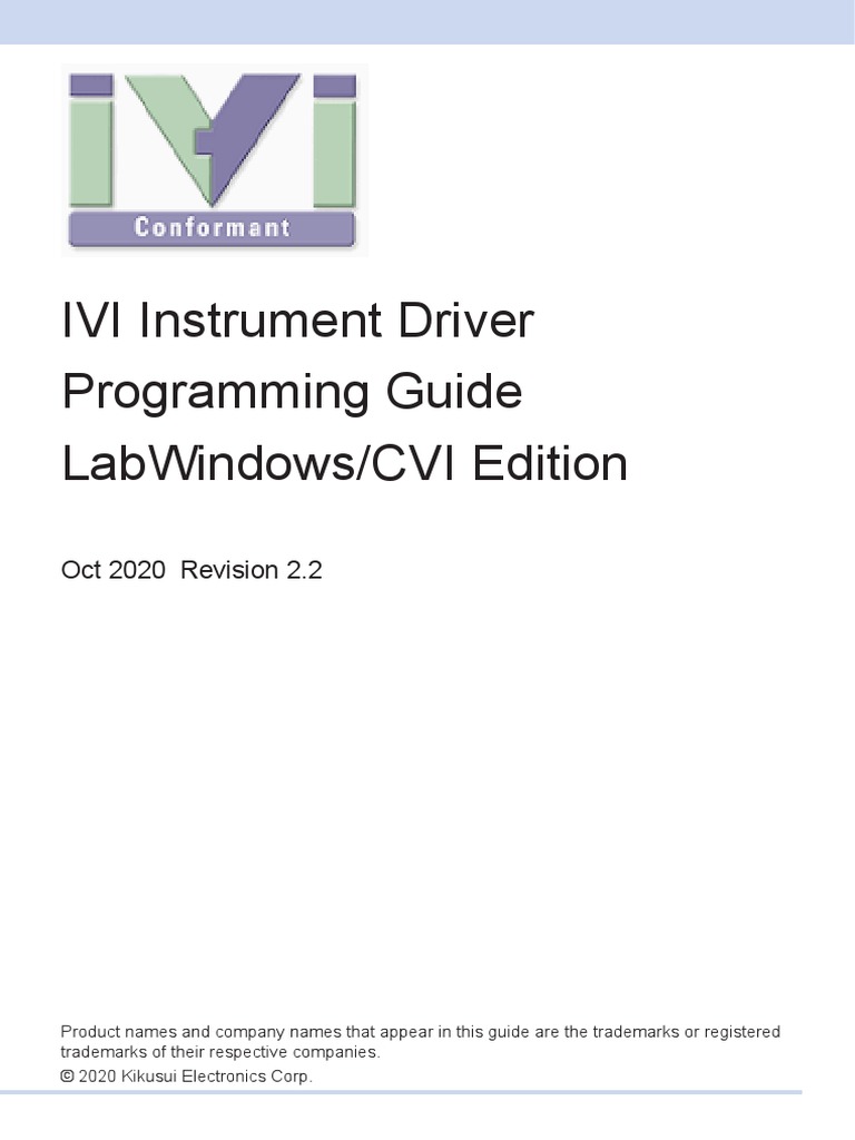 Ivi Instrument Driver Programming Guide Labwindows/Cvi Edition | Download Free PDF | Device ...