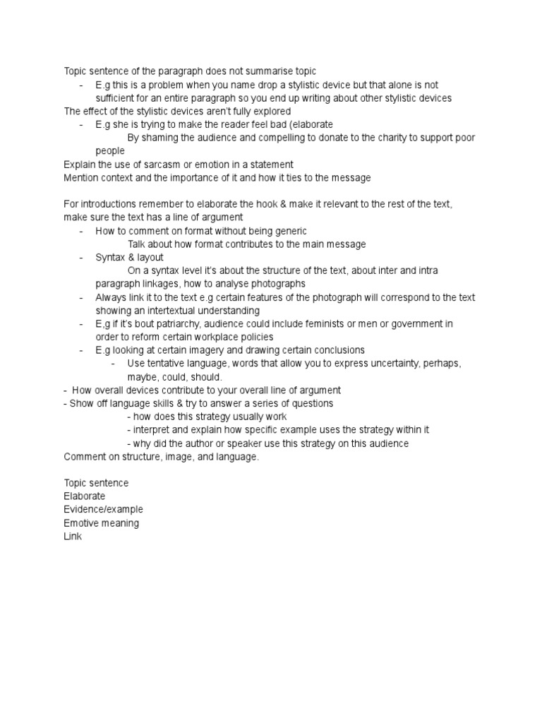 English Paper 1 Notes | PDF