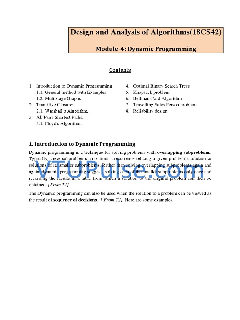 Daa Module 1 | Descargar gratis PDF | Dynamic Programming | Matrix (Mathematics)