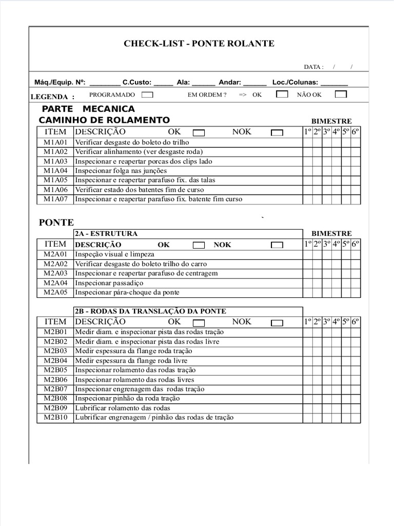 Check List Ponte Rolante 563a4ed31914d | PDF