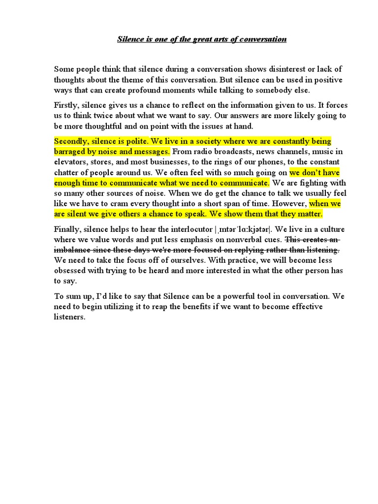 The Power of Silence in Conversation | PDF