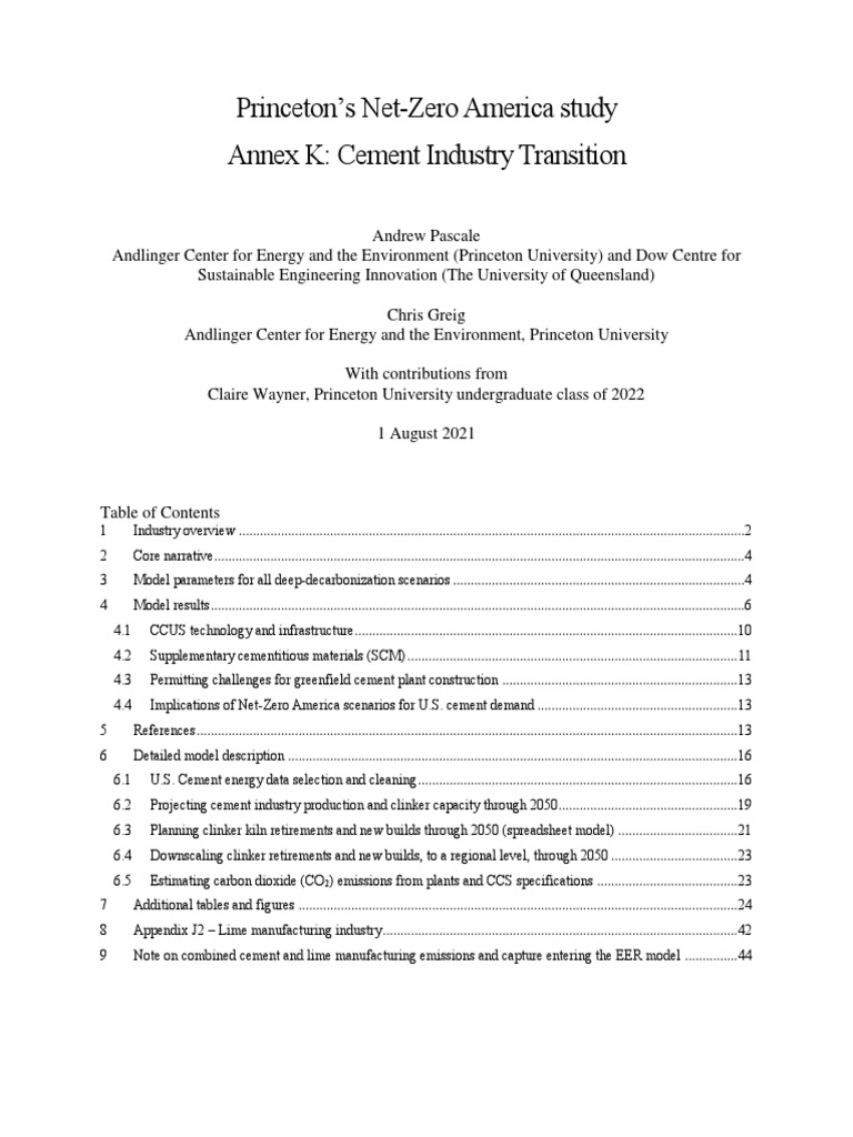 NZA Annex K - Cement Industry | PDF | Cement | Carbon Capture And Storage