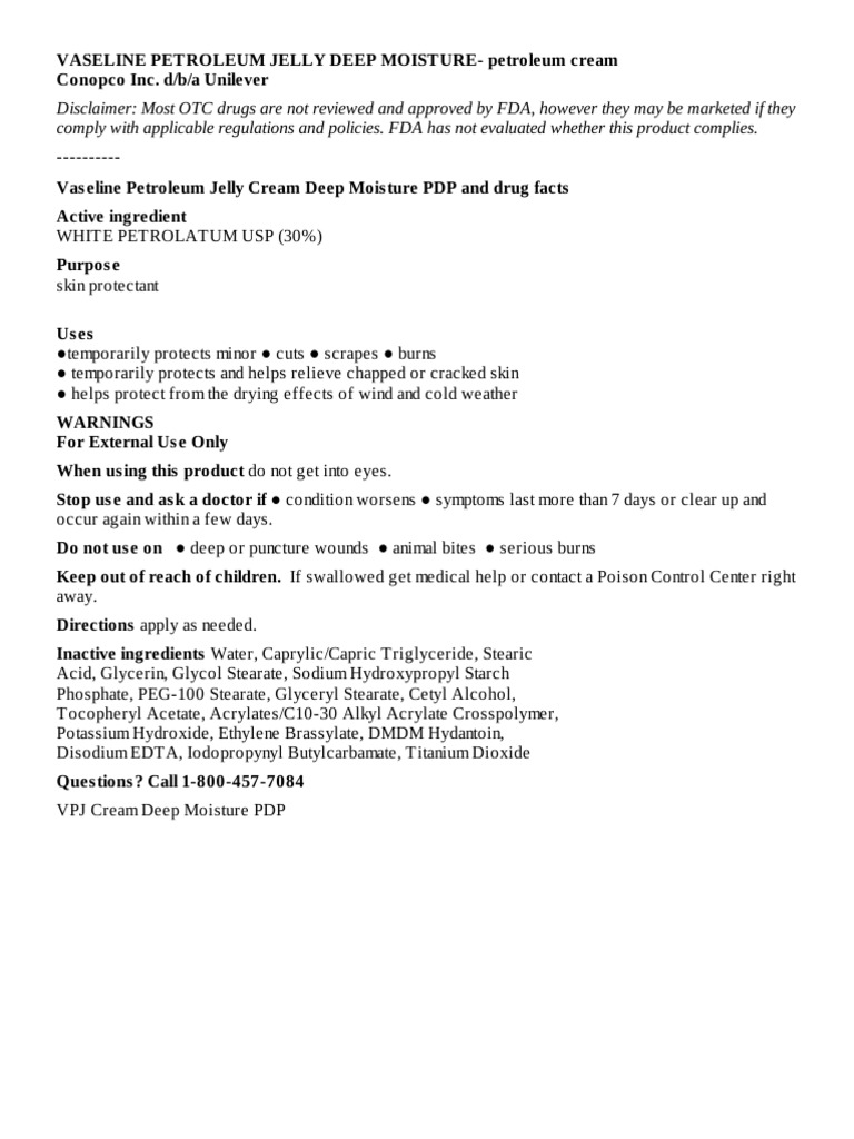 Vaseline Deep Moisture Petroleum Jelly | PDF | Organic Compounds ...