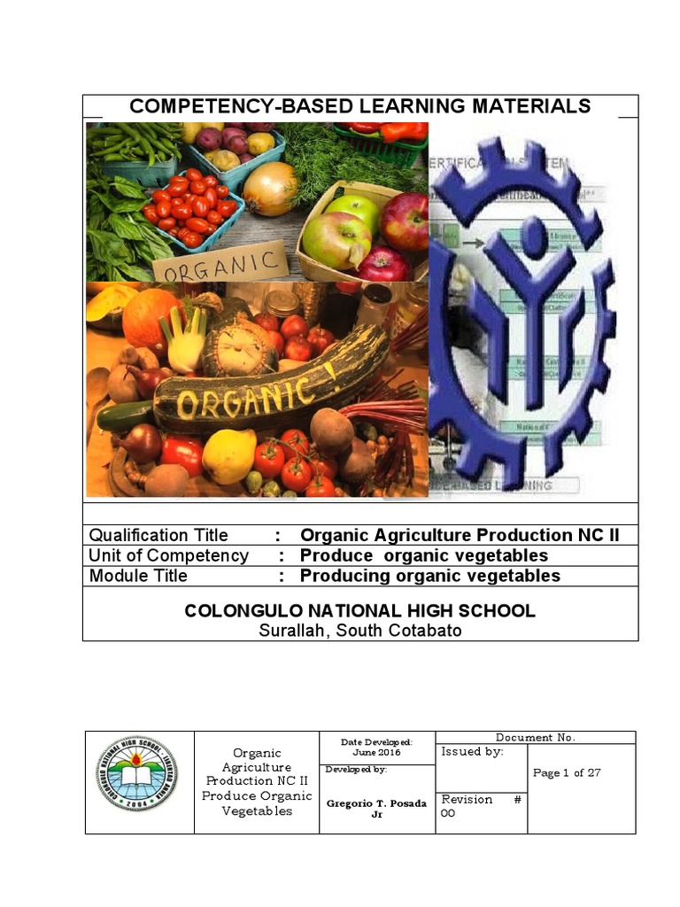 CBLM Organic Vegetables | PDF | Organic Farming | Vegetables