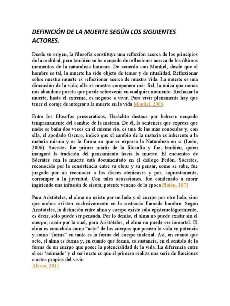 Definición de La Muerte Según Los Siguientes Actores | PDF | Sócrates ...
