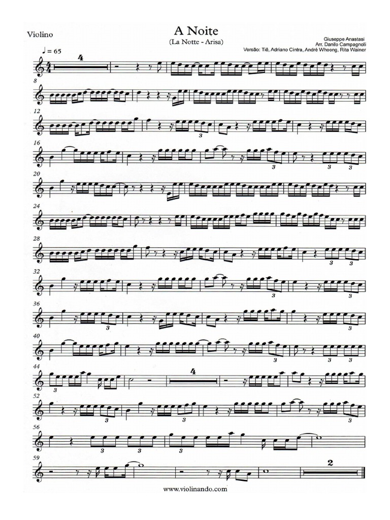 La Notte - Arisa - Violino Solo | PDF