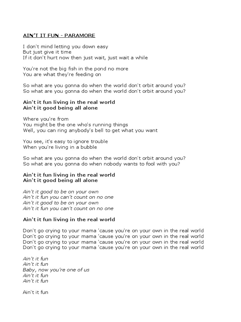 Ain't It Fun - Lyrics | PDF