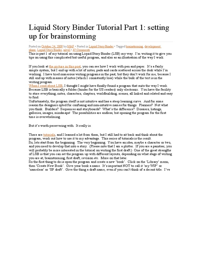 Liquid Story Binder Tutorial Part 1 | PDF | System Software | Software