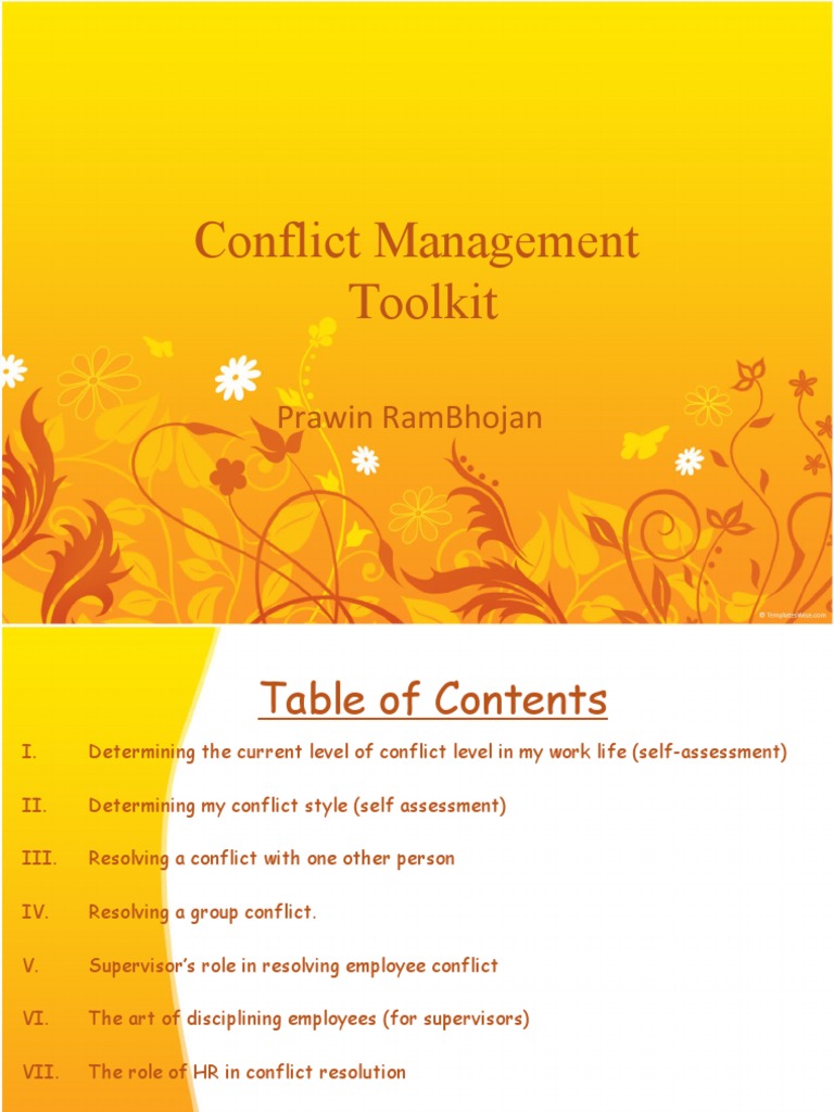 Conflict Management A Simple Tool Kit | PDF | Employment | Communication