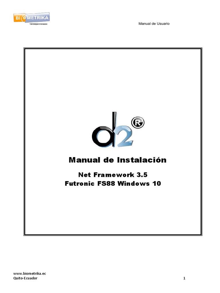 Manual Futronic FS88 Wind10 | PDF | Windows 10 | .NET Framework
