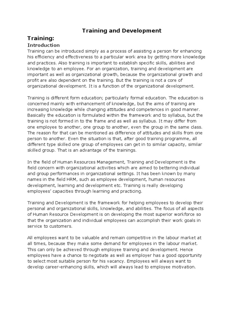 Training and Development | PDF | Goal | Employment