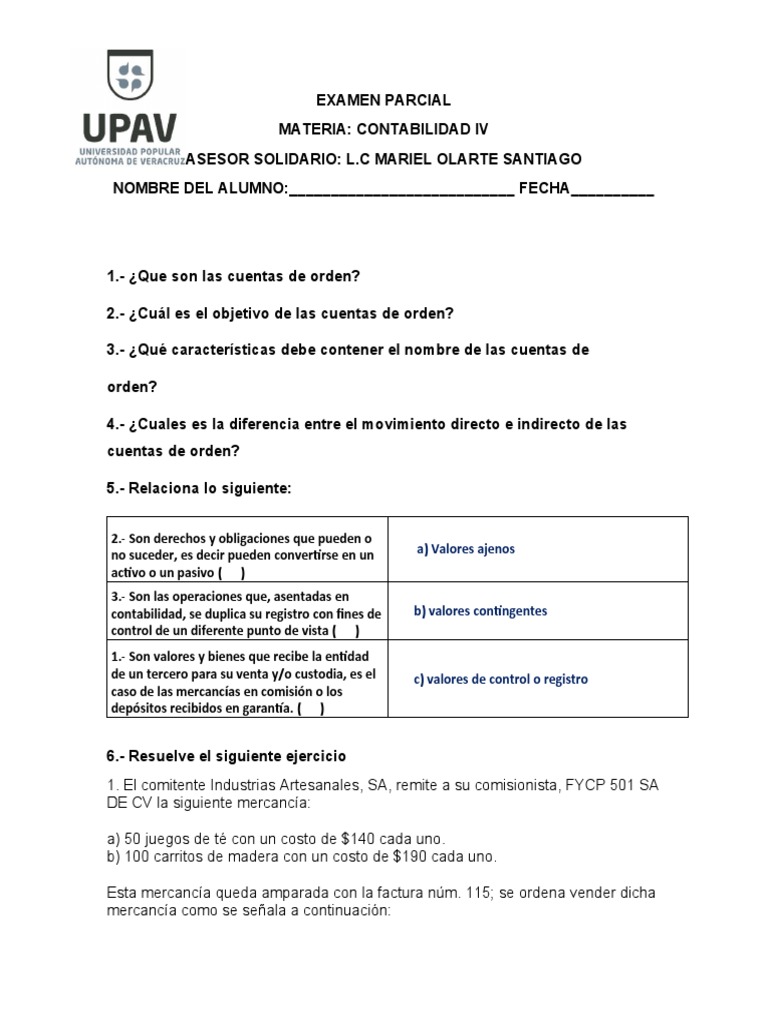EXAMEN PARCIAL 05mar22 | PDF | Contabilidad | Economias