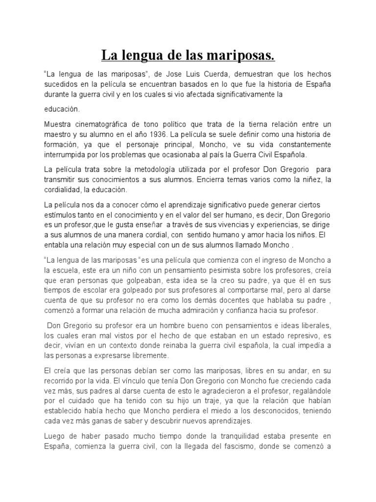 La Lengua de Las Mariposas | PDF | Maestros