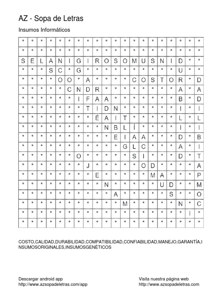 Sopa de Letras Con Respuestas | PDF