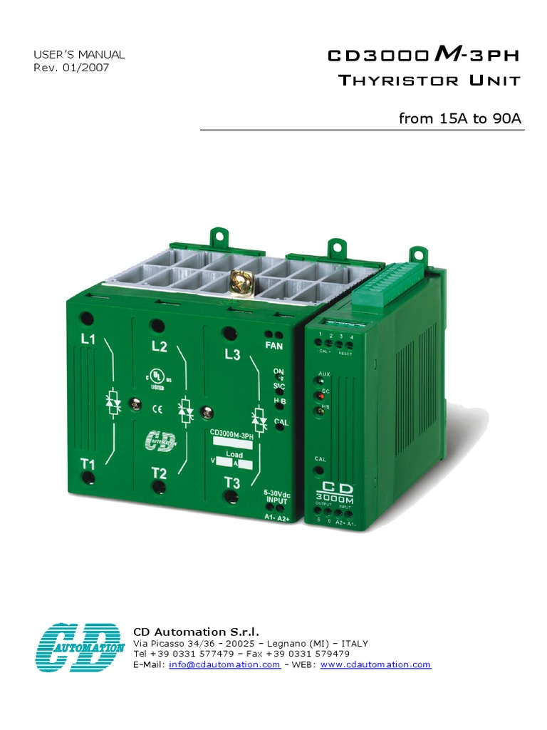 CD3000 - 3PH Thyristor Unit: From 15A To 90A | PDF | Power Supply ...