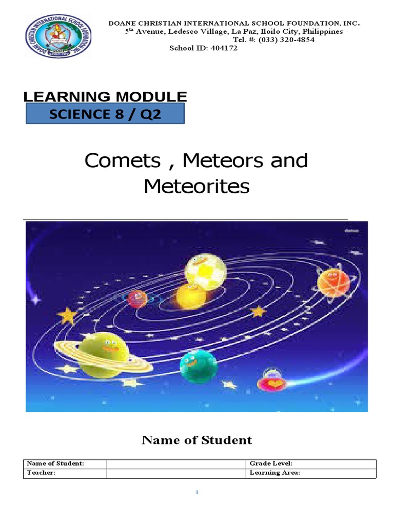 Science 8 Q2-Comets Meteors Asteroids | PDF | Meteoroid | Comet
