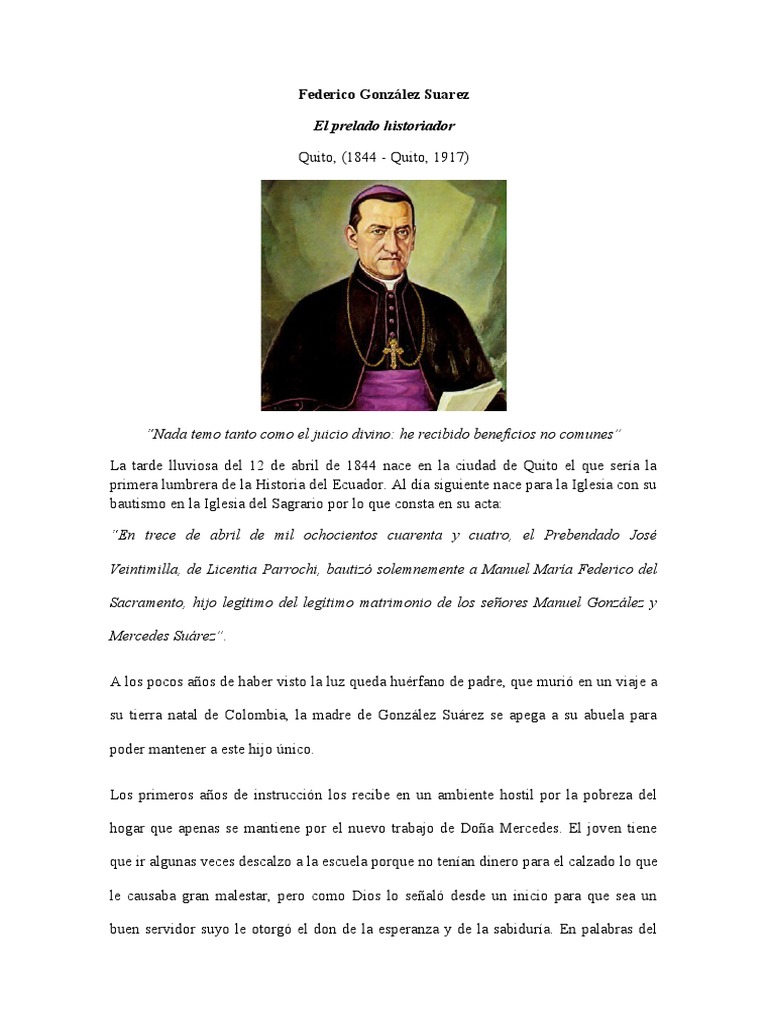 Biografía de Federico González Suárez | PDF | Ecuador