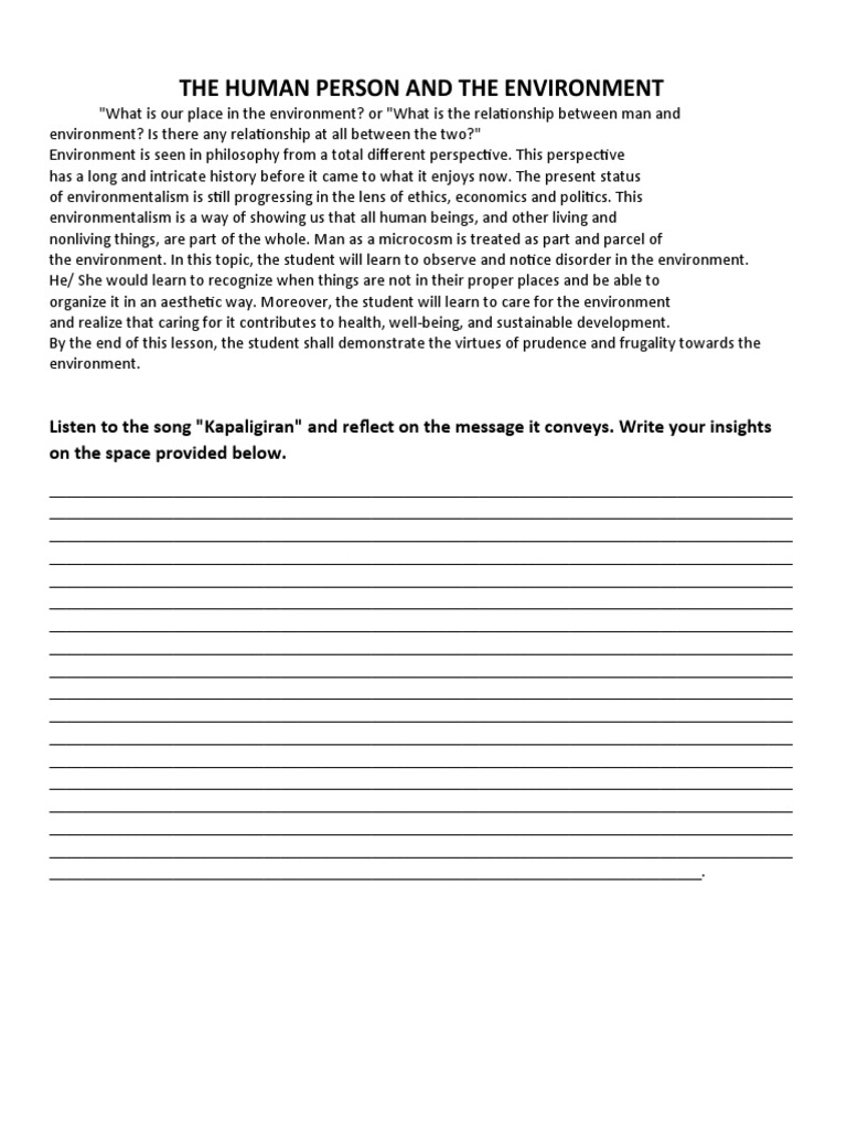 The Human Person and The Environment | PDF | Value (Ethics) | Natural ...